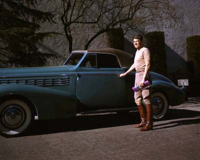 Ronald Reagan with his 1938 Cadillac LaSalle car during his Hollyw- Old ...