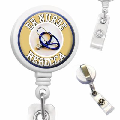 Custom Name ER Nurse Clip On Id Badge Reel Retractable Medical Work Id ...