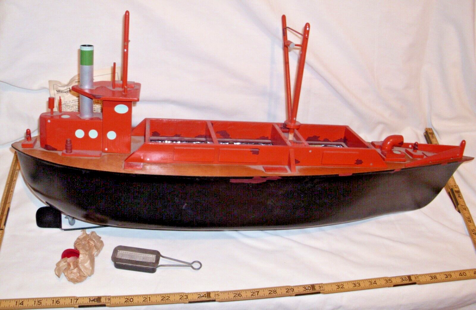 FREIGHTER CARGO SHIP MAMOD STEAMED POWERED POND BOAT IN RED & BLACK | eBay