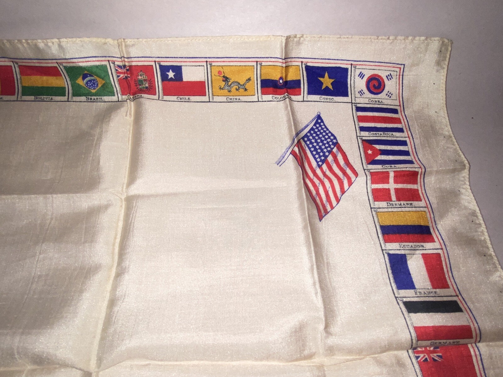 1920’s Silk Political Handkerchief American Flags And Other Country’s ...