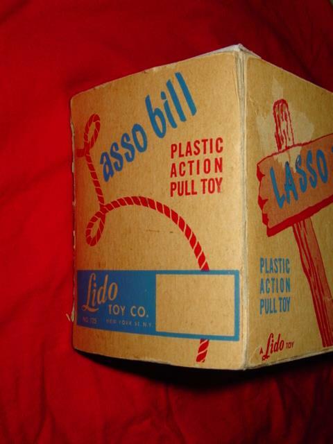 VTG Lido Toys : LASSO BILL - Plastic Action Pull Toy Cowboy (IN BOX ...