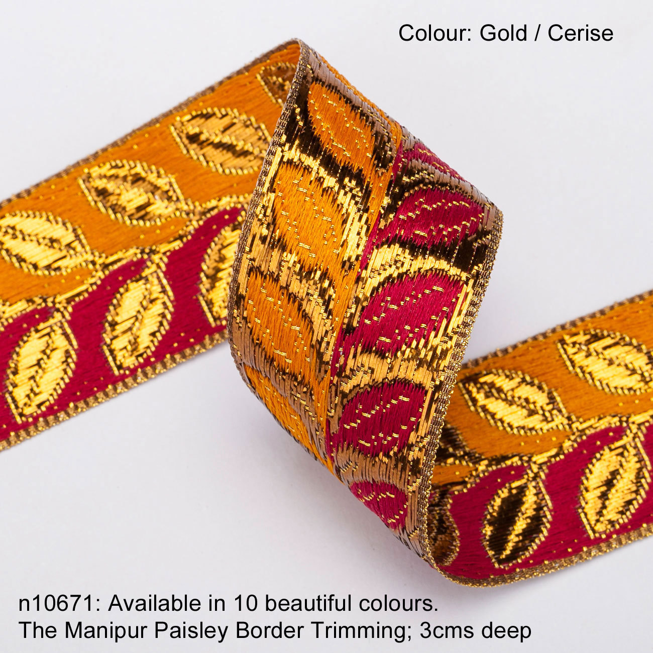 Neotrim Paisley Vine Ribbon Trimming, Vintage Gold Metallic 4cm,Home ...
