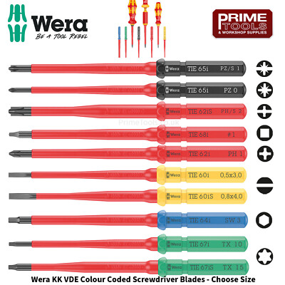 Wera KK VDE Interchangeable Colour Coded Slot Pozi Phillips Torx Hex SQ ...