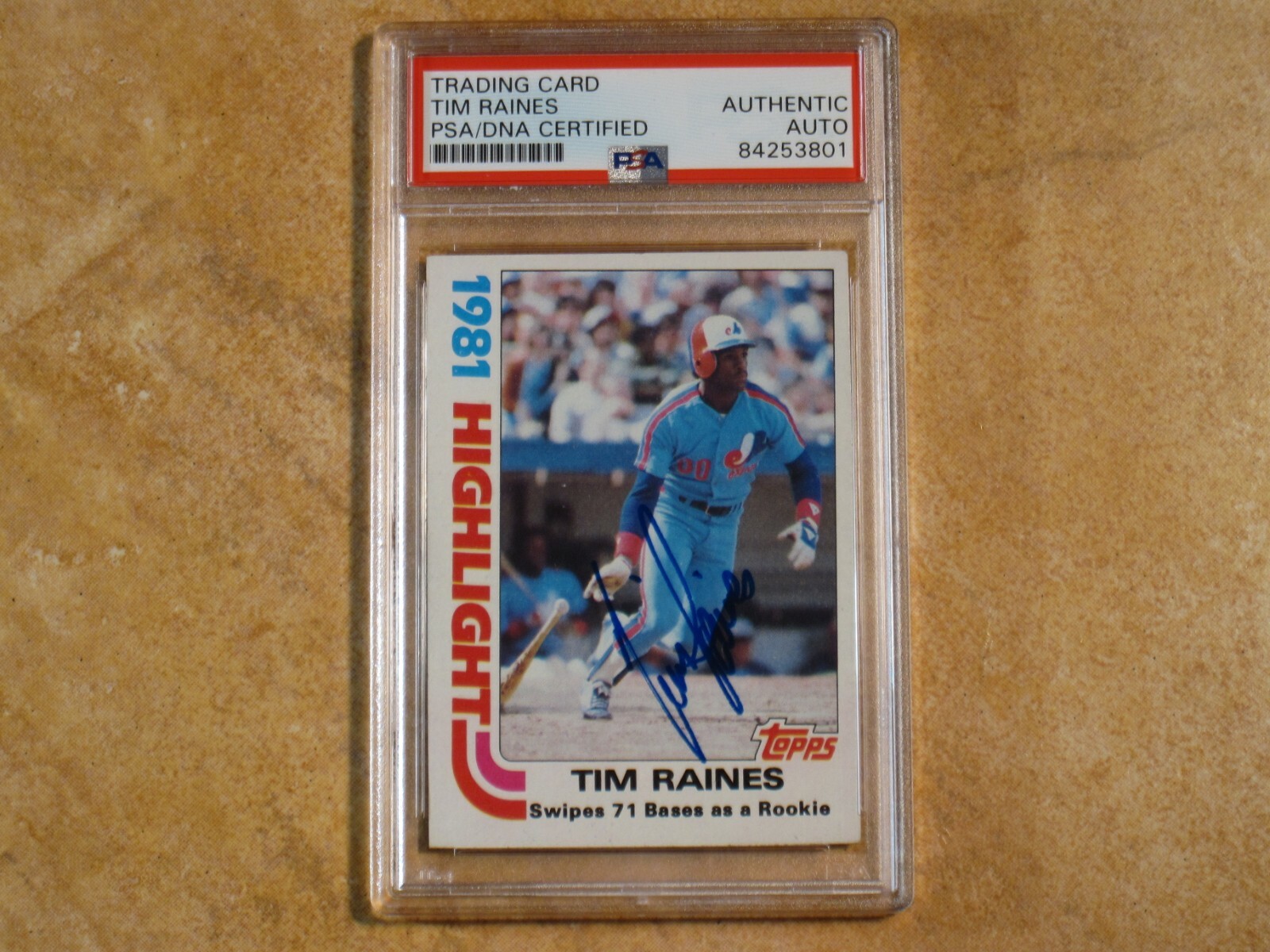 TIM RAINES 1982 TOPPS 1981 HIGHLIGHTS SB'S SIGNED AUTOGRAPHED CARD #3 ...
