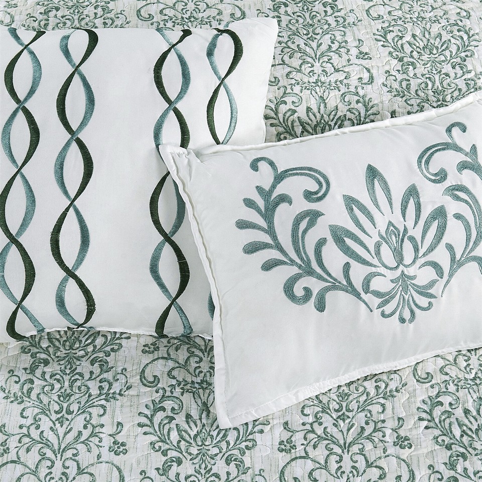 6-Piece Mayfair Printed Microfiber Quilt Set Soft Bedspread for Queen ...