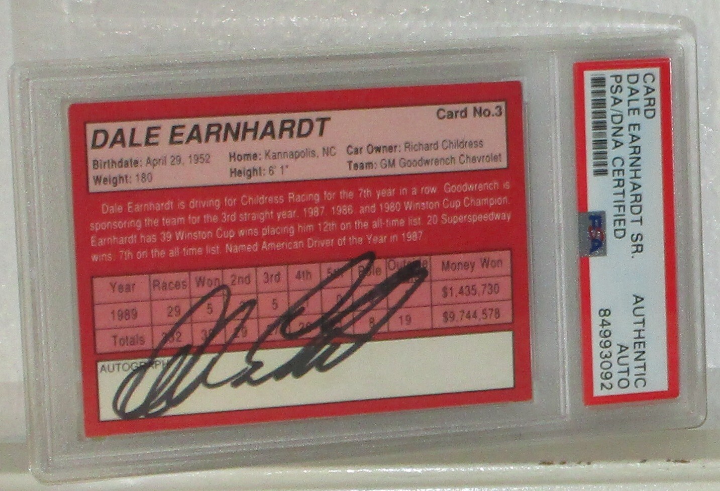 Dale Earnhardt Autographed Memorabilia | Signed Photo, Jersey ...