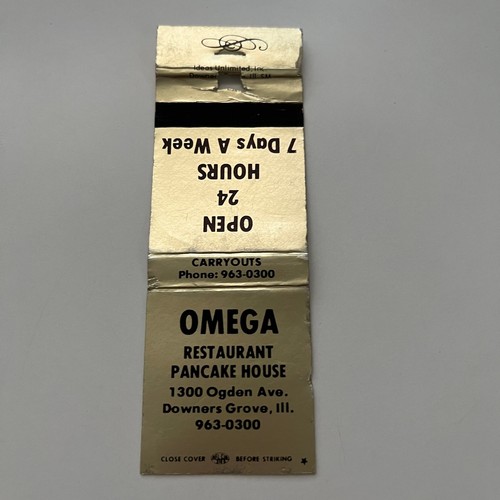 Omega Restaurant Pancake Lounge Downers Grove IL Matchbook Cover STK2 ...