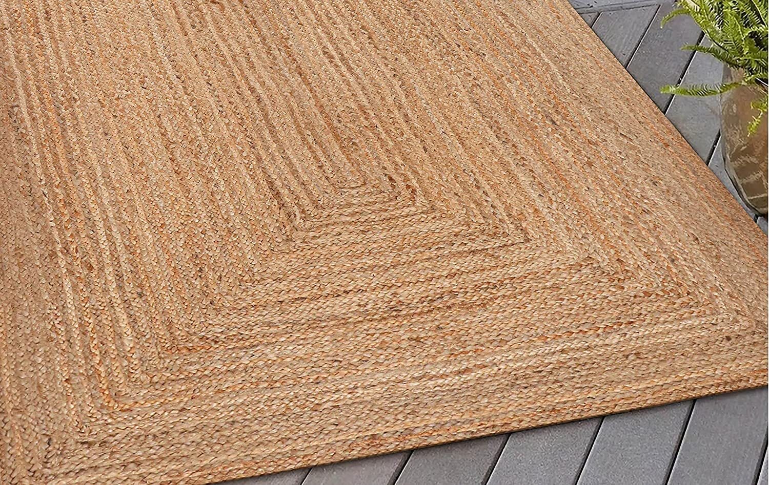 Indian Handwoven Natural Square Jute Rug Square Yoga Mat Bohemian ...