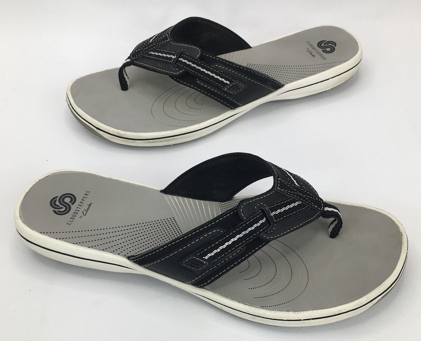 Clarks Cloudstepper Women’s Black Thong Sandal Flip Flops Slip On ...