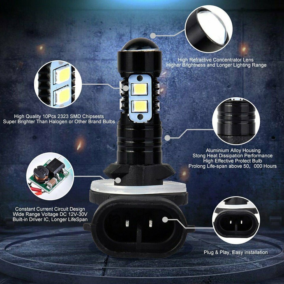 2 pack 881 LED Fog Light Driving Bulbs 862 886 889 894 896 898 Xenon ...