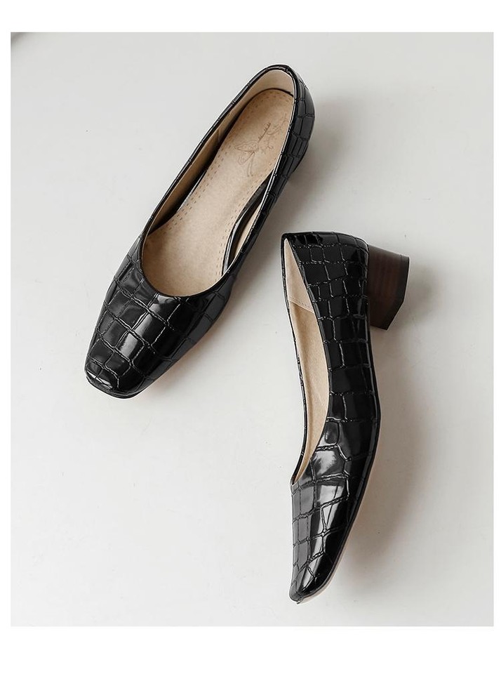 Women's Casual Retro Comfort Pump Walking Pull On Square Toe Work Shoes ...