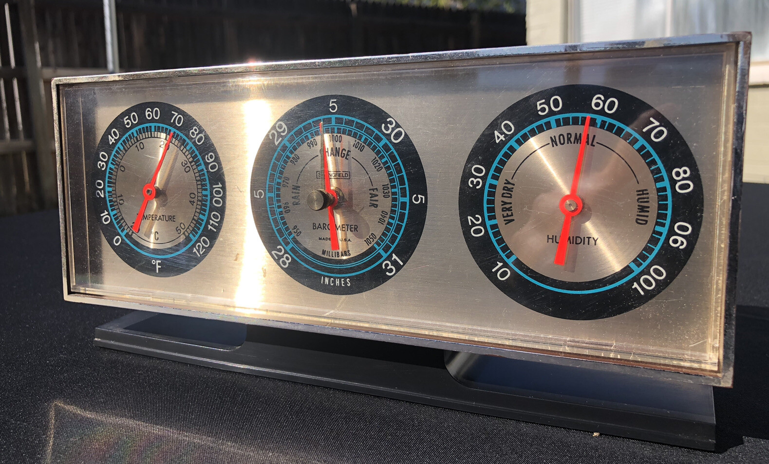 Vintage Springfield Instrument Desktop Barometer Thermometer & Humidity ...