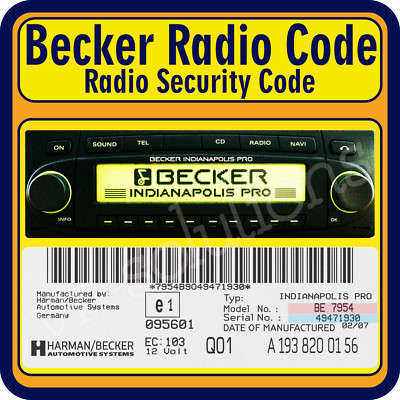 Becker Radio Unlock Code BE7953 BE7949 BE7948 BE7951 BE7950 BE7952 BE7954 | eBay