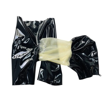 Black Latex Gummi Shorts Attached Hood Rubber Underwear with Hood ...