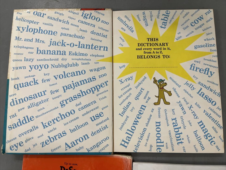 Dr Seuss The Cat In The Hat Beginner Dictionary 1964 1st Edition; Sleep ...