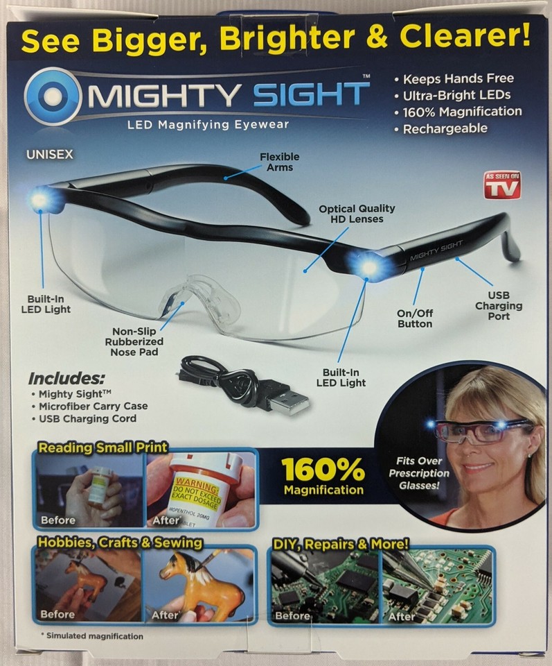 Ontel Mighty Sight Magnifying LED Powered Eyewear Glasses See Bigger ...