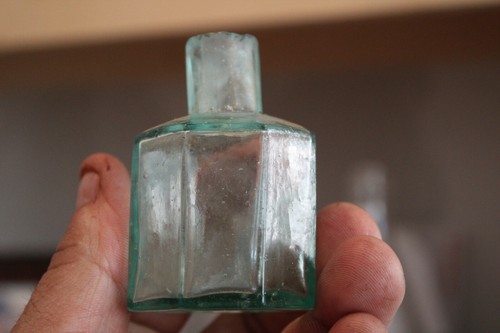Antique 2 3/4'' Light Mint Blue, Hexagon Ink Well, Breakaway Rim, Item ...