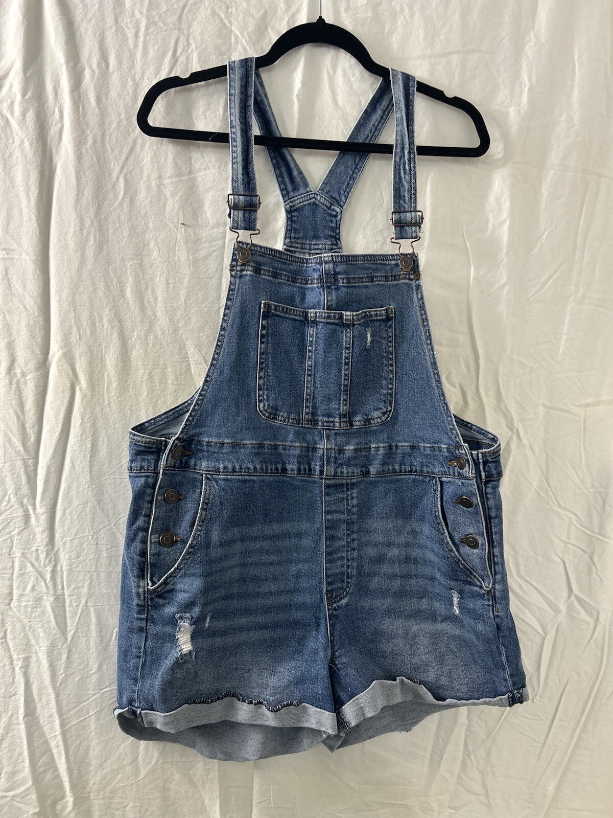Vintage Short Overalls Shortalls Women XL Y2K 90s Blu… - Gem