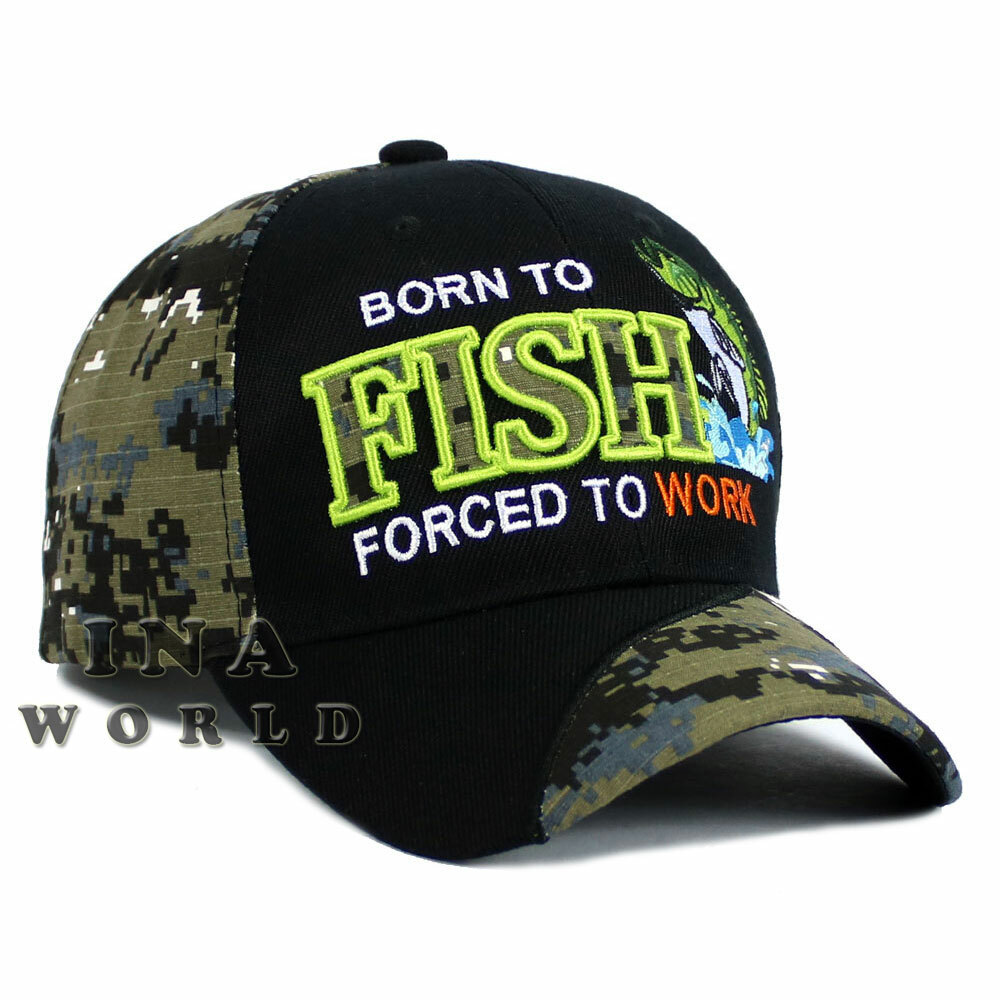 FISHING Hat FISH Embroidered Camouflage Outdoor Sports Adjustable ...