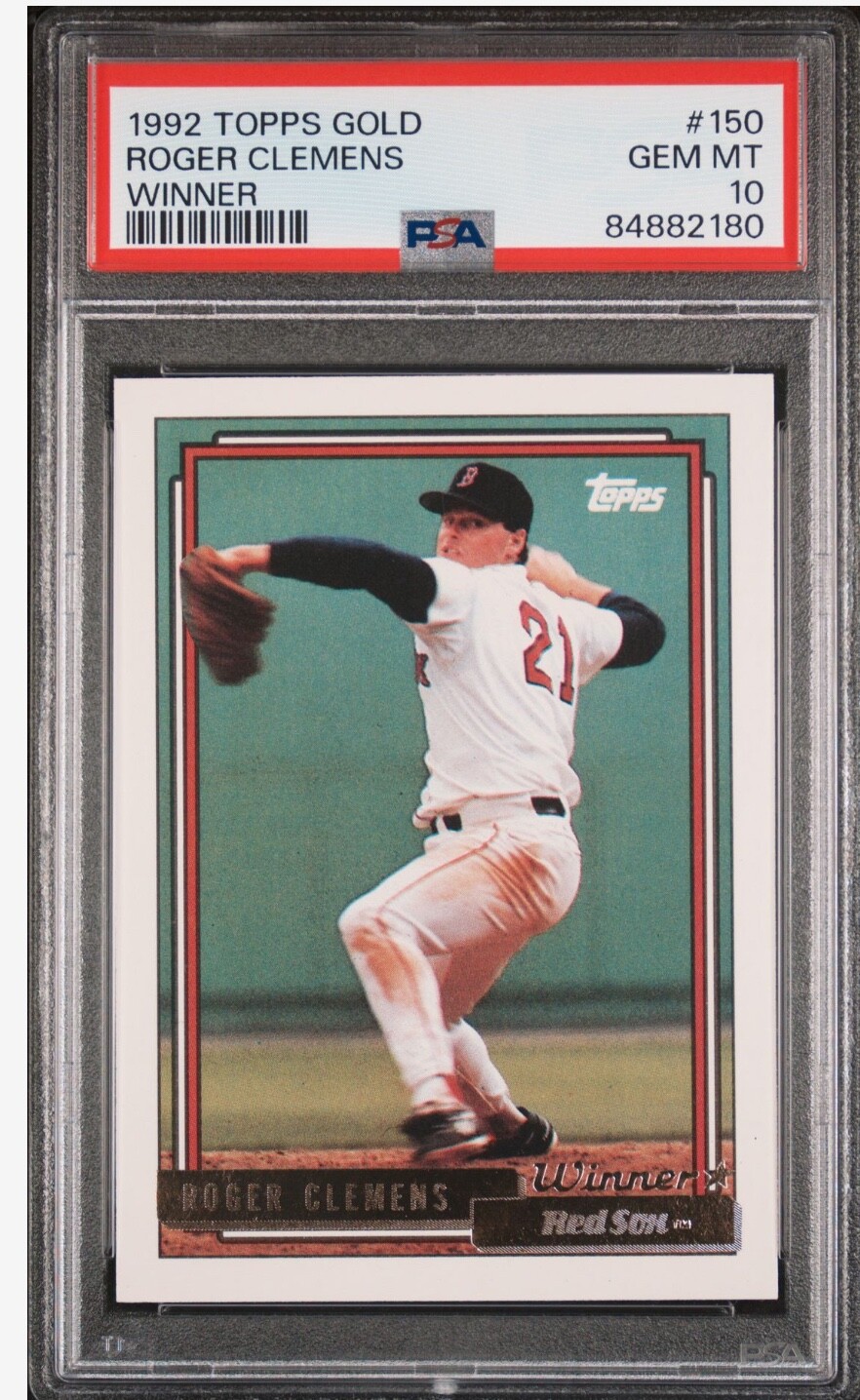 1992 TOPPS GOLD WINNER #150 ROGER CLEMENS PSA 10 GEM MINT NEW PSA CASE ...