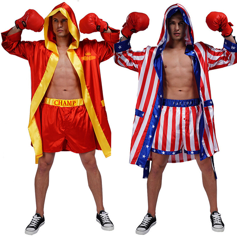 Adult Rocky Balboa American Flag OR Italian Stallion Boxing Costume ...