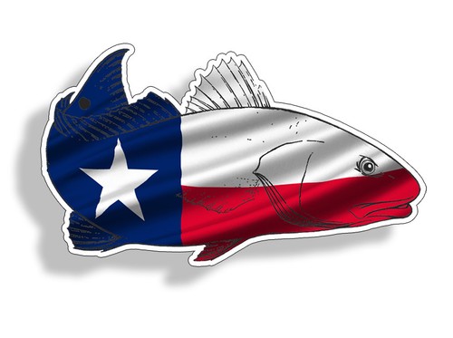 Texas TX Flag Redfish Red Fish Sticker Fishing Car Vehicle Window ...