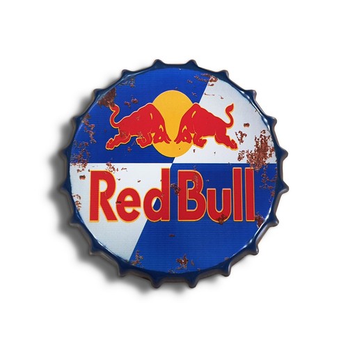 Red Bull Metal Bottle Top Sign for Pubs, Home Bars, Man Caves, Home ...