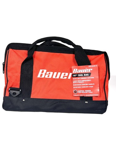 BAUER 16 in. Tool Bag with 6 Pockets Reinforced Adjustable Shoulder ...
