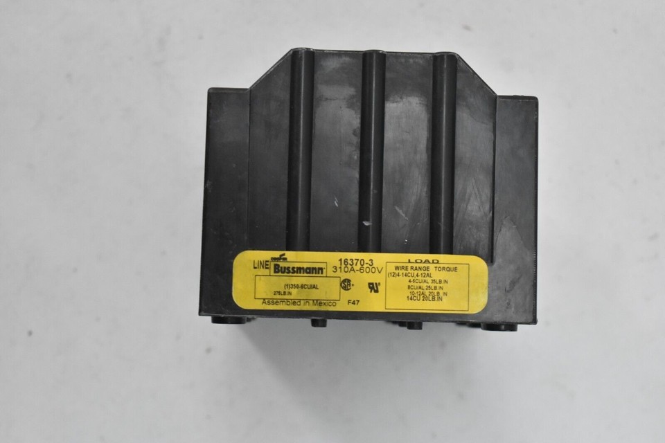 Bussmann Power Distribution Block 3 Pole 600 AMP 16370-3 310A Wire ...