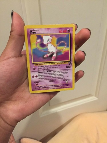 RARE Mew 1995 promo Pokemon card Wizards (comes with mega mewtwo sleeve ...