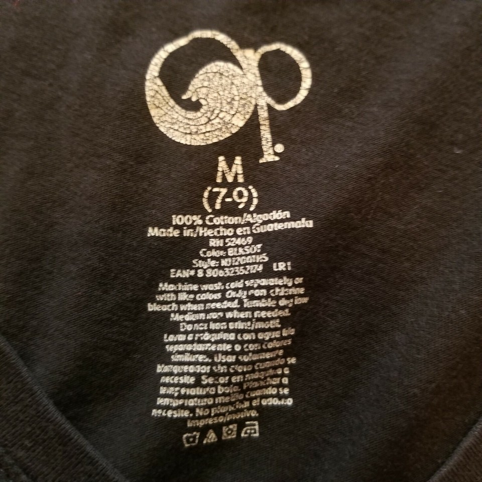 OP women's size M(7-9) t-shirt black v-neck short sleeves cap sleeves ...