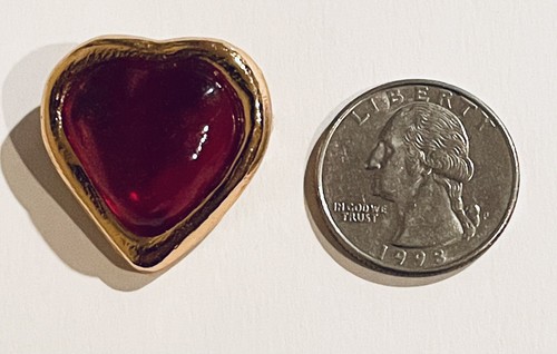 Yves St Laurent YSL VTG Poured Deep Red Glass Heart Signed Brooch | eBay