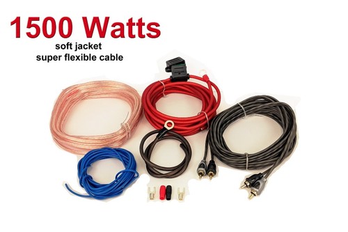 AMPLIFIER WIRING KIT 1500 WATT POWER CAR AMP AWG GAUGE SUB VAN CABLE ...