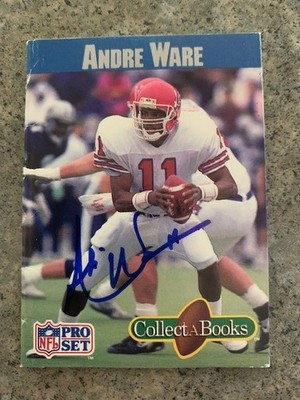 ANDRE WARE SIGNED AUTOGRAPHED 1990 PRO SET BOOK HOUSTON COUGARS HEISMAN ...