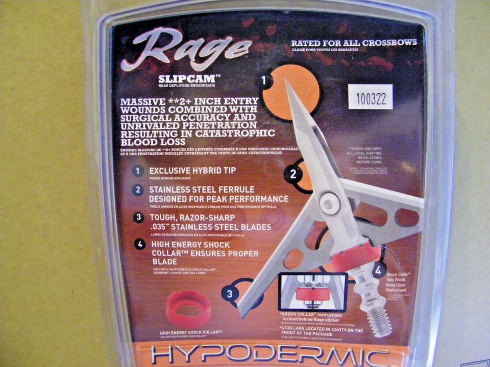 Rage 39600 Hypodermic Crossbow Broadhead - 3 Pack 818322011631 | eBay