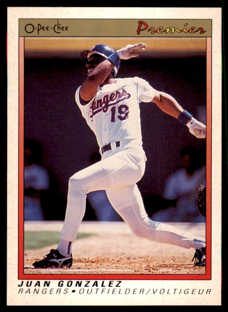 1991 O-Pee-Chee Premier Juan Gonzalez Baseball Cards Texas Rangers #54 ...