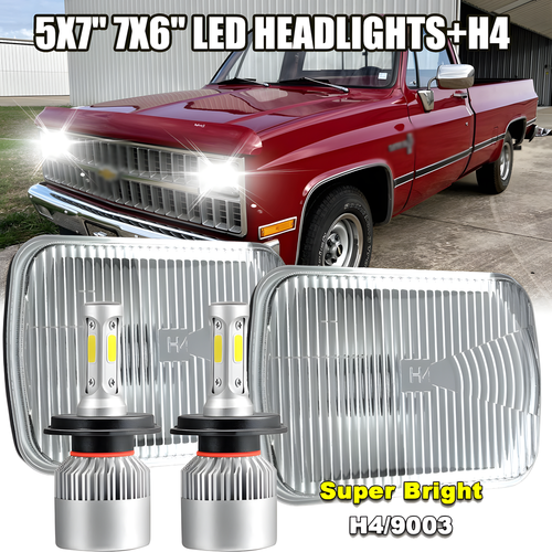 For Chevrolet C10 C20 C30 1981-1986 Pair 7x6" 5x7 LED Headlights Hi/Lo ...