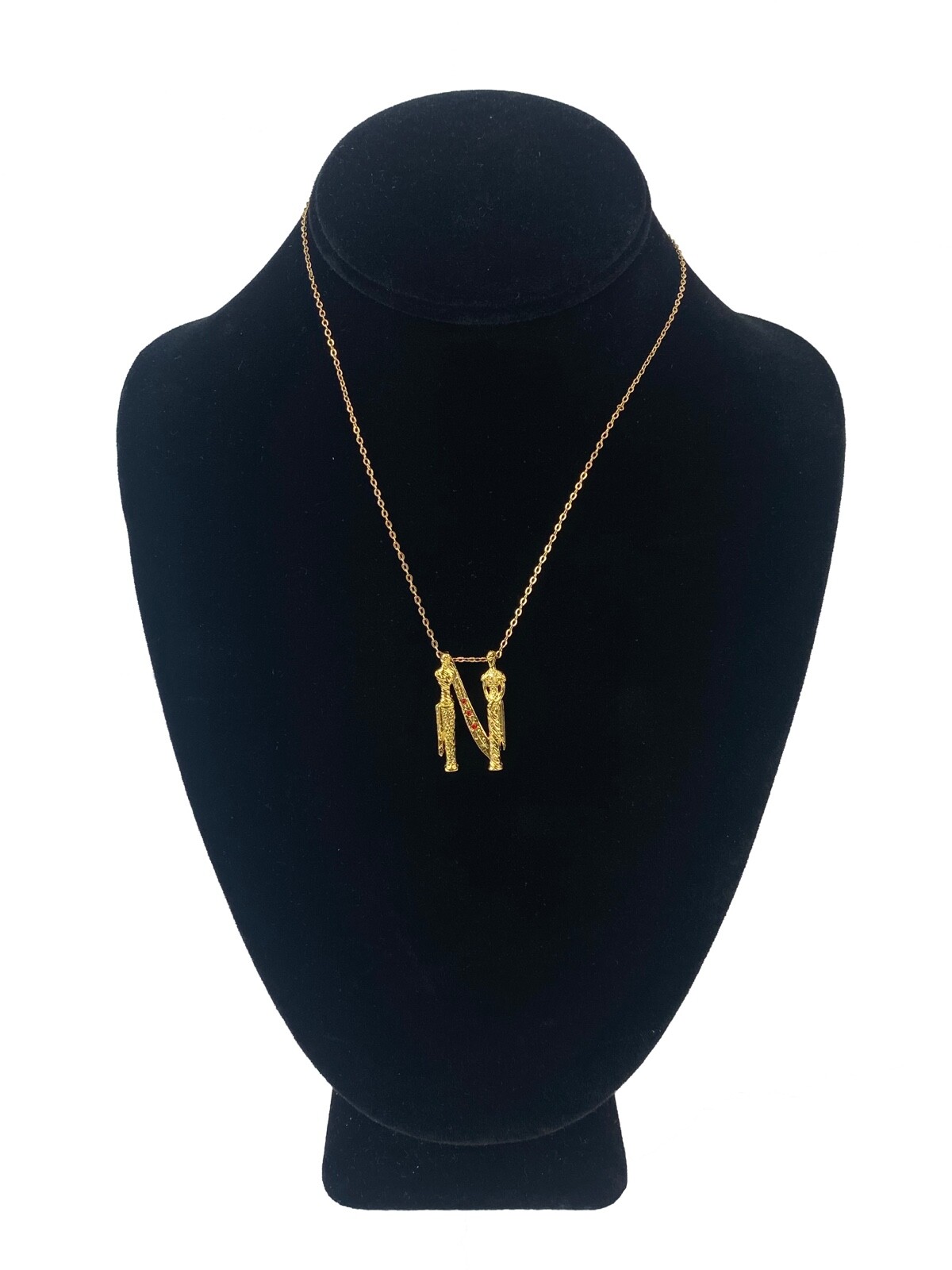 Erte Sterling Silver And Gold Plate Letter "N" Chain and Pendant | eBay