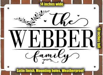 Webber Family Decorative Metal Door or Wall Plaque (Style 2) | eBay