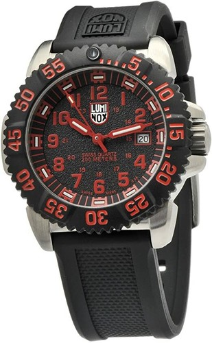 Luminox Authentic 3165 Navy Seal 200mm Dive Steel Red/Black Dial Night ...