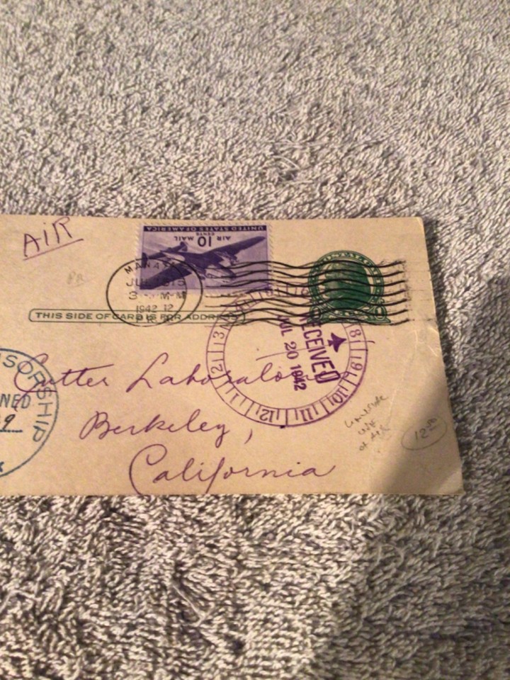 1942 US #UX27 #C27 Manati Puerto Rico to Berkeley CA Censored Via ...