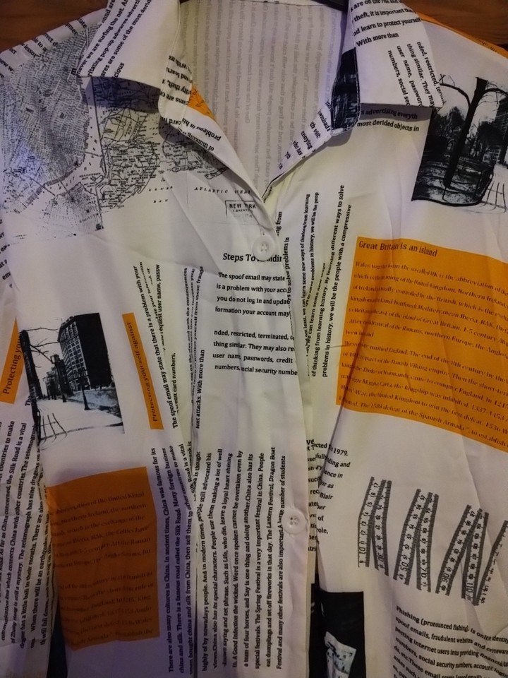 Ladies Newspaper Print Full Length Dress with Inner Waist Tie. Size 18 ...