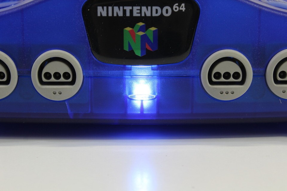 Nintendo 64 Clear Blue Console NTSC REGION FREE N64 Controller AC AV ...