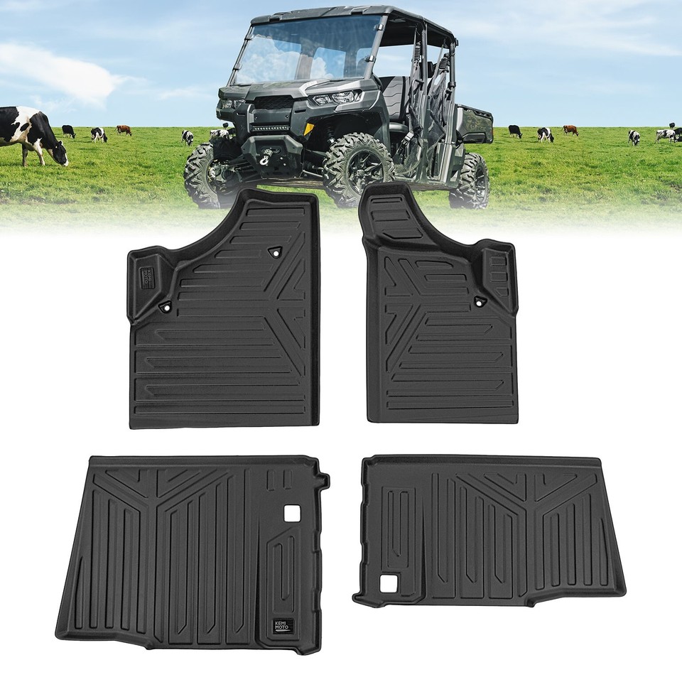 4PCS Front & Rear Floor Mat Pad Liner for 2016-2025 Can Am Defender MAX ...