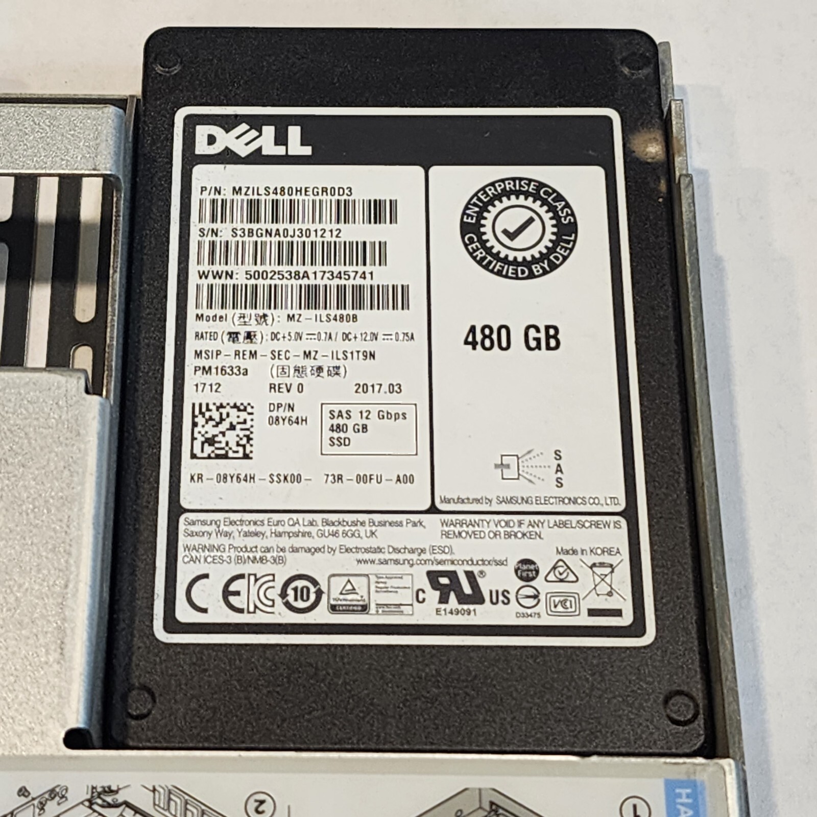 Dell 480GB 2.5" SAS 12Gb/s RI TLC Solid State Drive SSD 8Y64H MZ ...