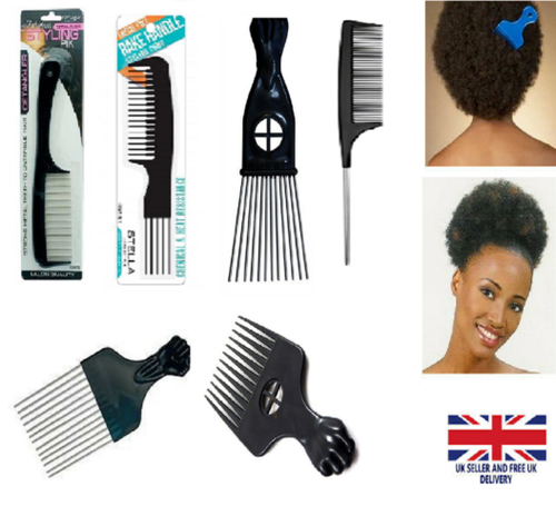 Afro Comb with Black Fist Metal or Plastic African hair Pik ...