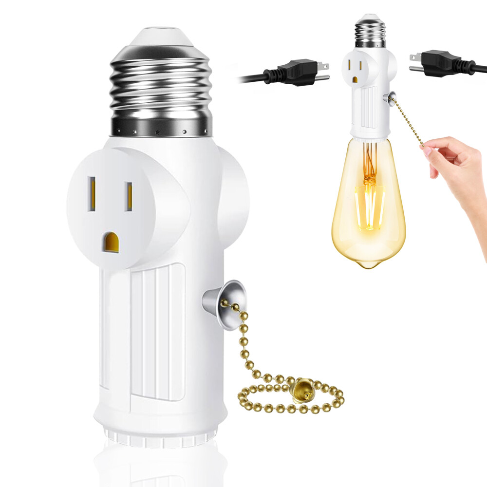 In Light Bulb Pull Chain Adapter Leviton 660 Watt 15 Amp 2 Outlet