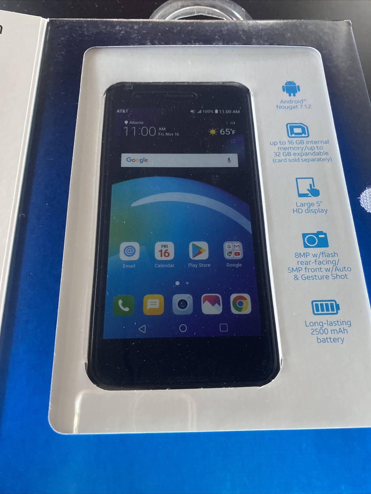 AT&T Prepaid LG Phoenix 4 Smartphone 16GB Unlimited Data 4G LTE No ...