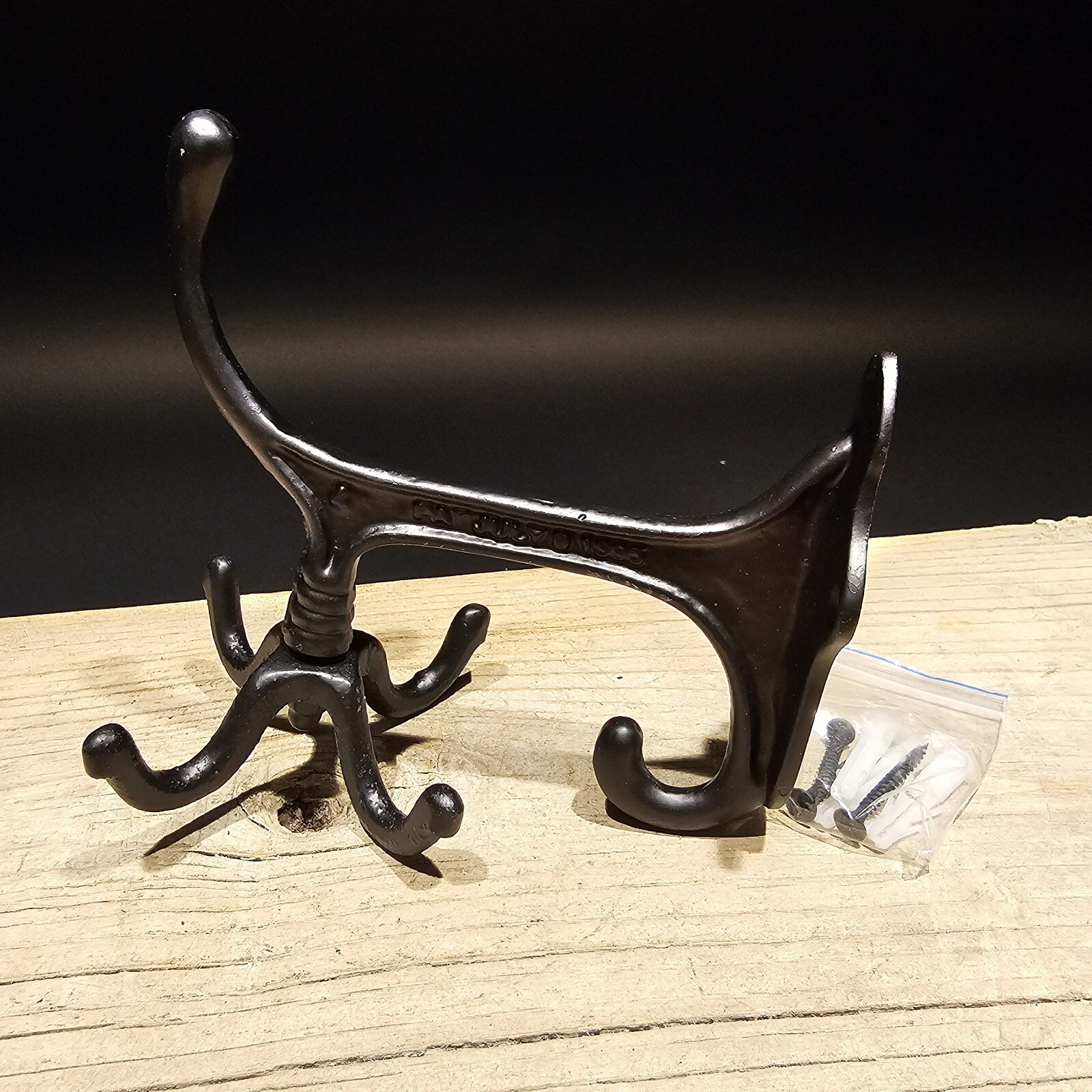 Antique Vintage Style BLACK Cast Iron Hook Rotating Spinning Coat ...