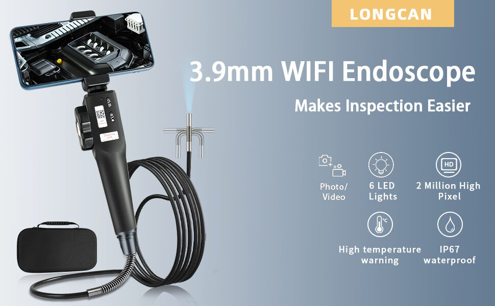 wifi Articulating Borescope Endoscope 2-Way Articulation Head ...